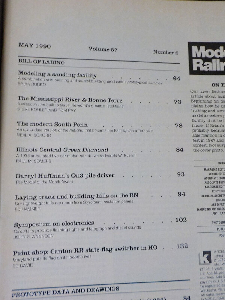 Model Railroader Magazine 1990 May IC Green Diamond MR&BT Model sandin ...