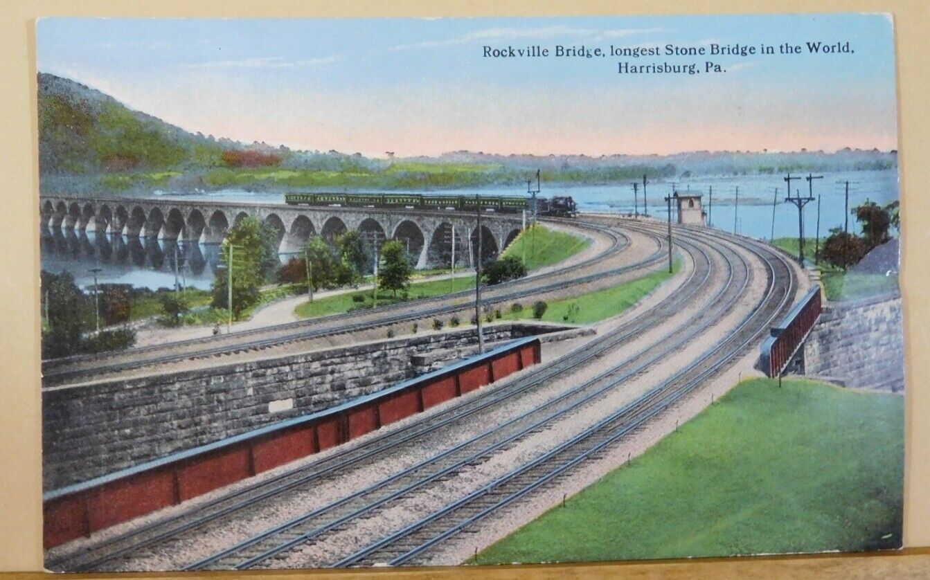 Postcard Rockville Bridge Longest Stone Bridge in the World Harrisburg ...