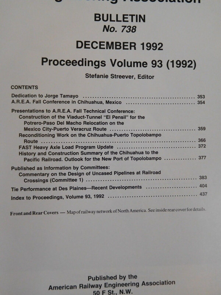 American Railway Engineering Association Bulletin 738 December 1992 Vo ...