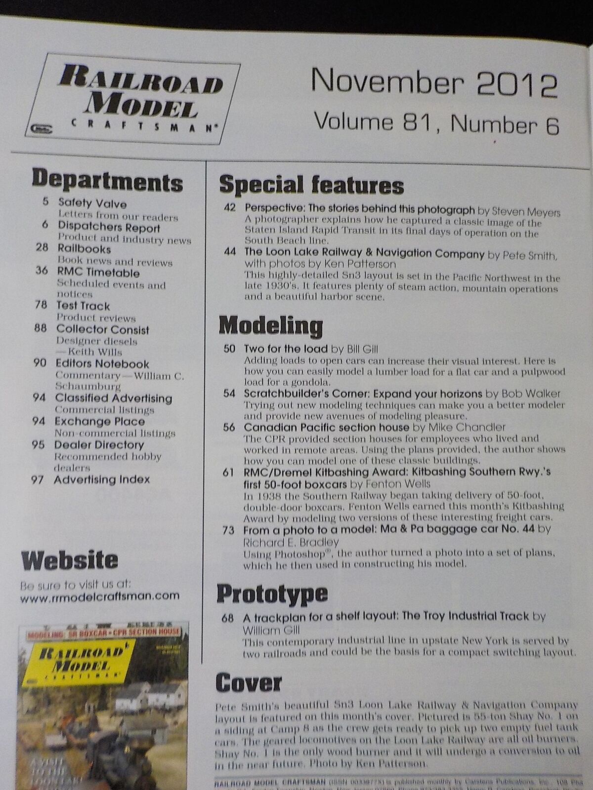 Railroad Model Craftsman Magazine 2012 November RMC SR Boxcar CPR Sect ...