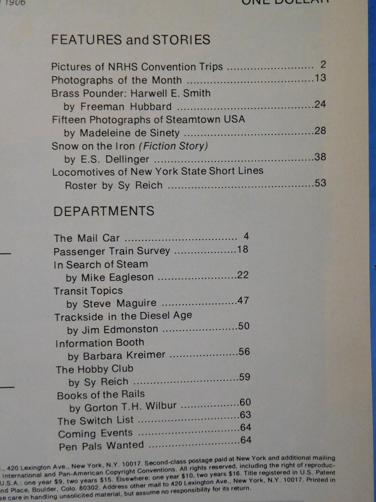 Railroad Magazine 1975 December NYS Short lines roster Steamtown photo ...