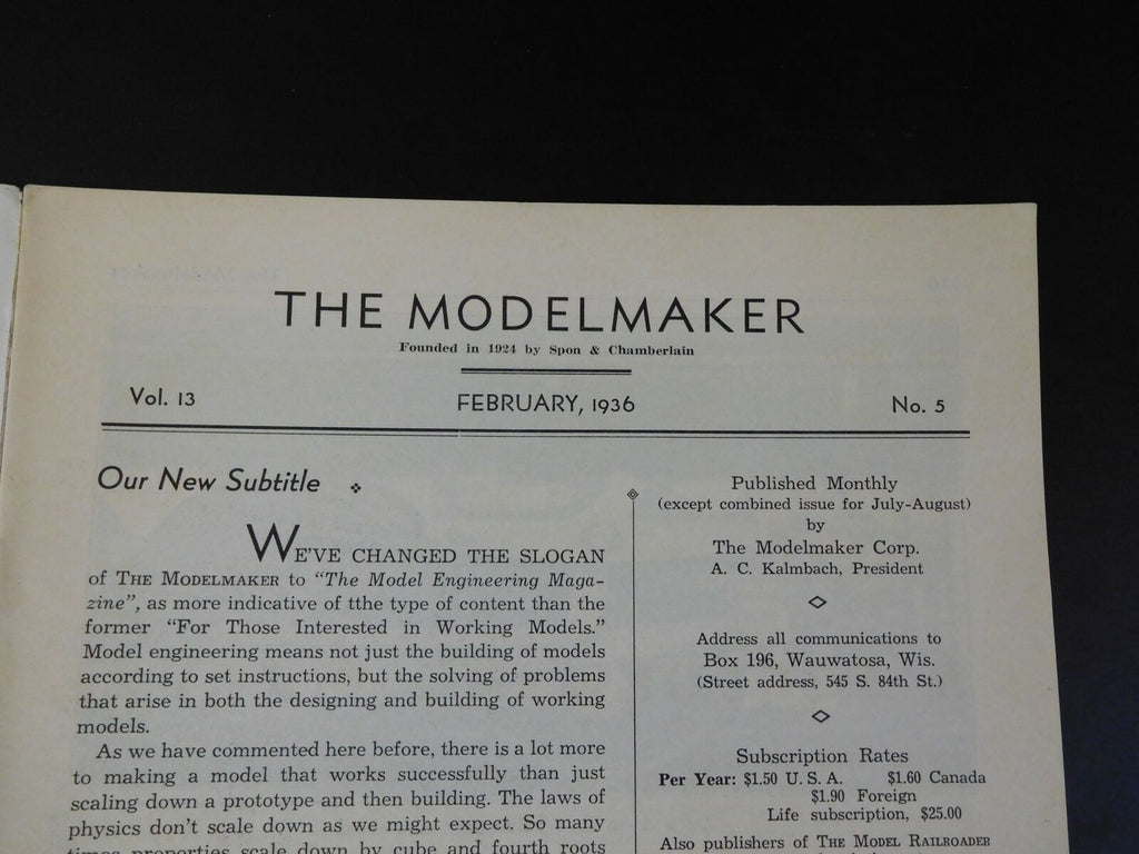 Modelmaker Magazine 1936 Feb Steam Locos Boat racing – RailroadTreasures