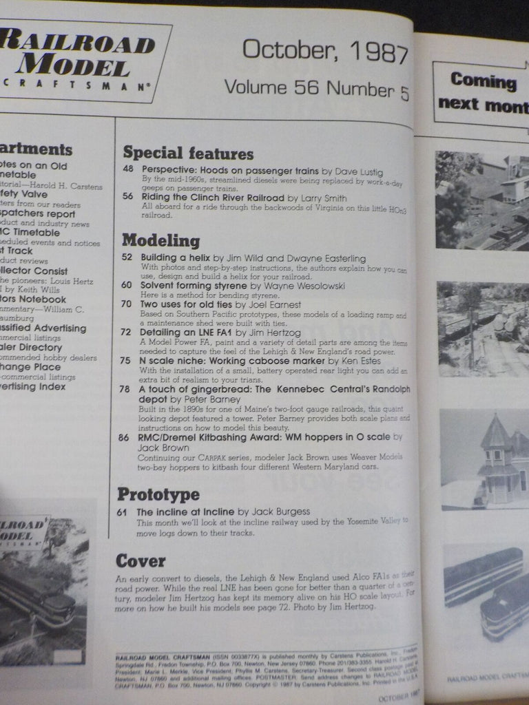 Railroad Model Craftsman Magazine 1987 October Logging incline Detail ...