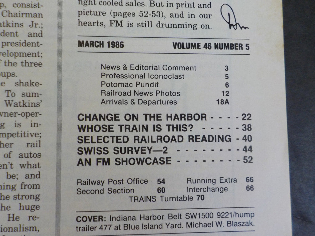 Trains Magazine 1986 March Indiana Harbor Belt – RailroadTreasures
