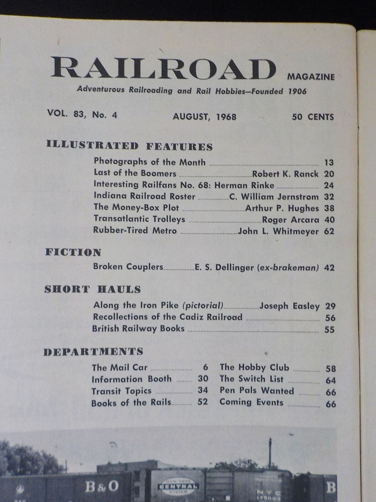 Railroad Magazine 1968 August Indiana Railroad Roster Last of the Boom ...