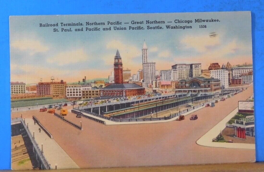 Postcard Railroad terminals Northern Pacific, great Northern, Chicago ...