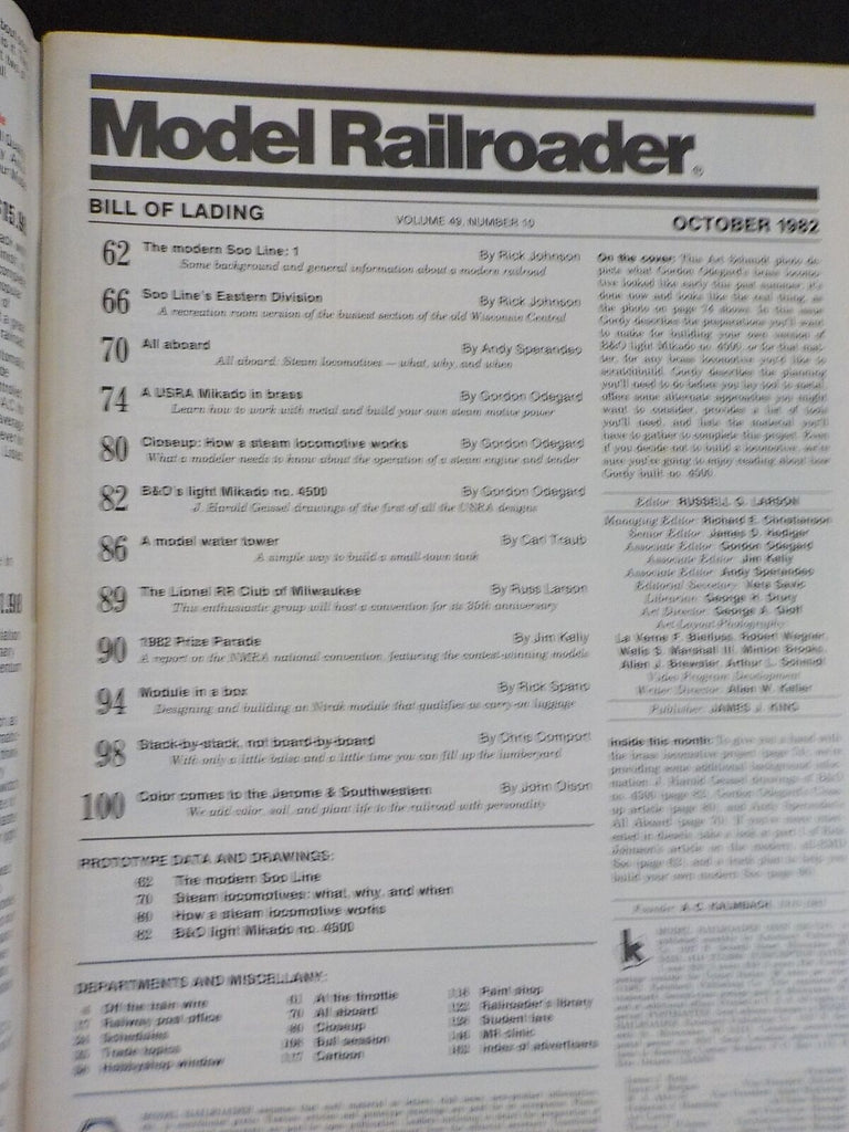 Model Railroader Magazine 1982 October SOO Line Handcrafted in brass B ...