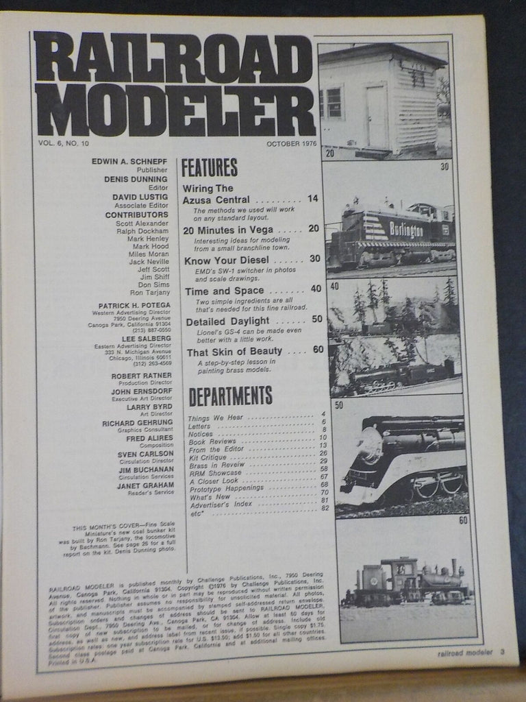 Railroad Modeler 1976 October EMDs SW-1 switcher Control panels wiring ...