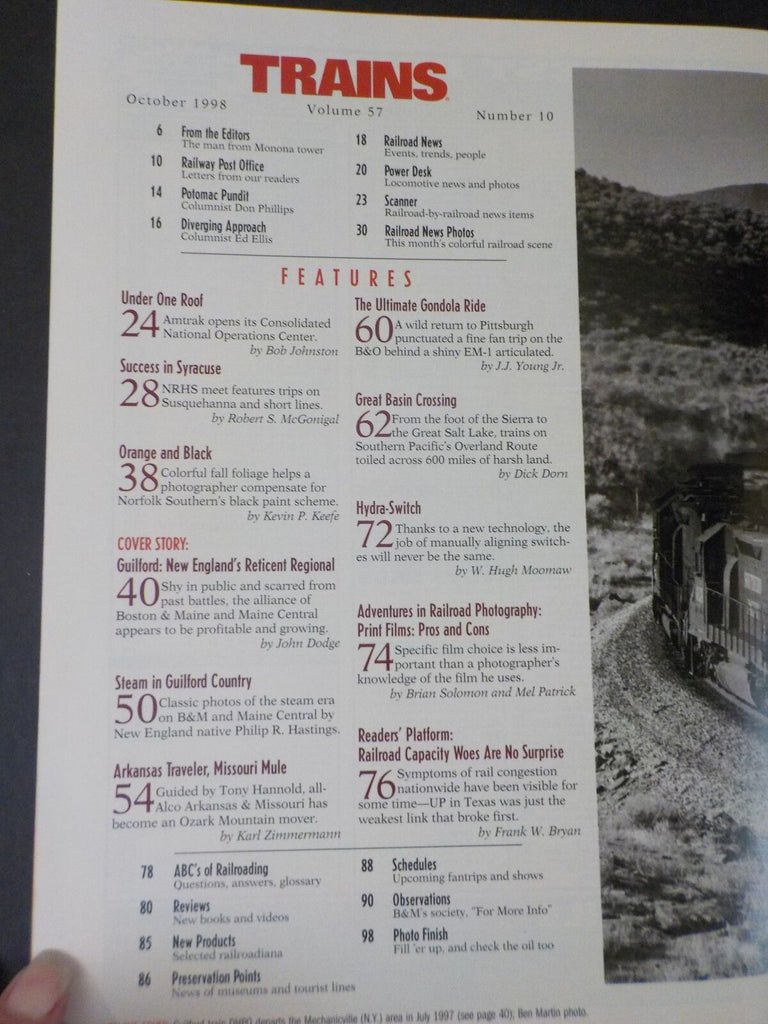 Trains Magazine 1998 October New England's maverick railroad SP Great ...