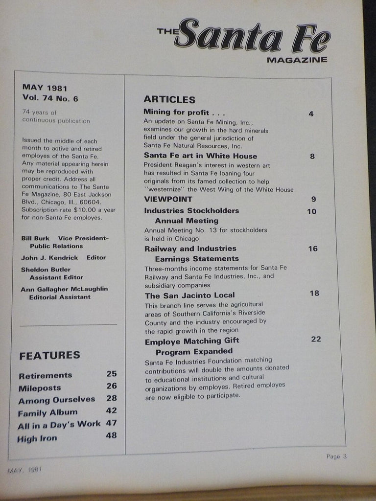 Santa Fe Employee Magazine 1981 May Mining for Profit – RailroadTreasures